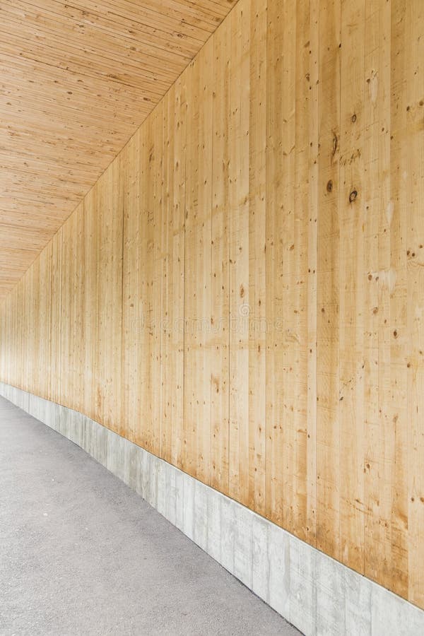 Wood Wall Walkway Modern Style Stock Image - Image of aged, board: 46374121