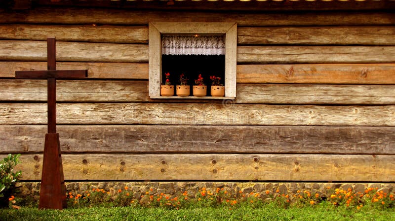Wood Window and the cross stock photo. Image of home - 14167368