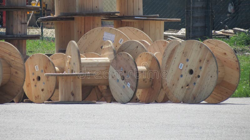 Wire spools stock image. Image of wood, wooden, wire, electric - 4225311