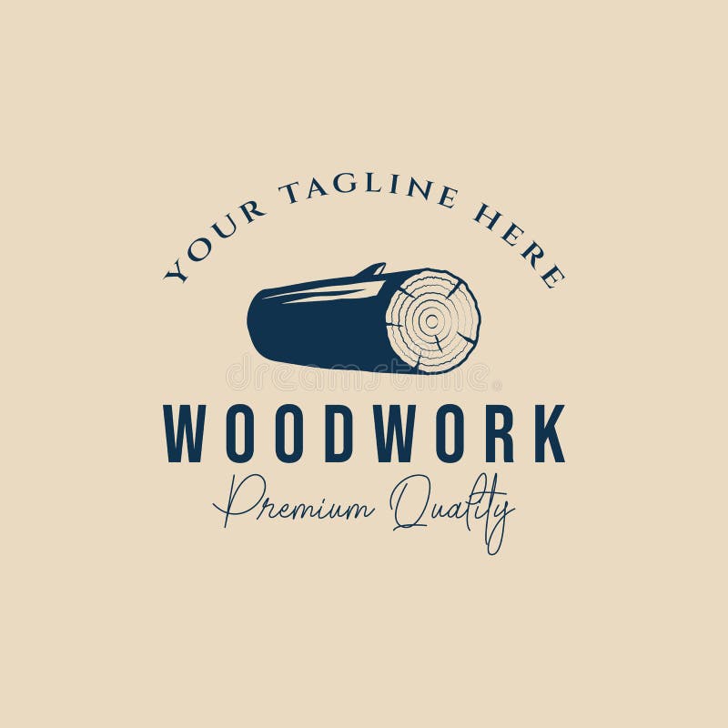 Wood Work Vintage Logo Minimalist Vector Illustration Design Stock ...