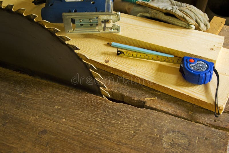 Wood Work Workshop Background Stock Photo - Image of line, equipment ...