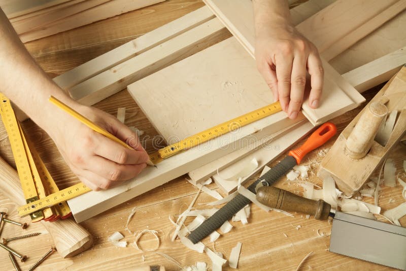 Wood working stock image. Image of chisel, nails, level - 19754487