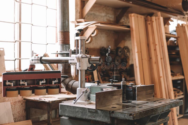 Wood Working CNC Machine at Carpentry Workshop Close Up Stock Image ...