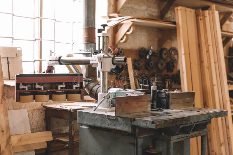Wood Working CNC Machine at Carpentry Workshop Close Up Stock Photo ...