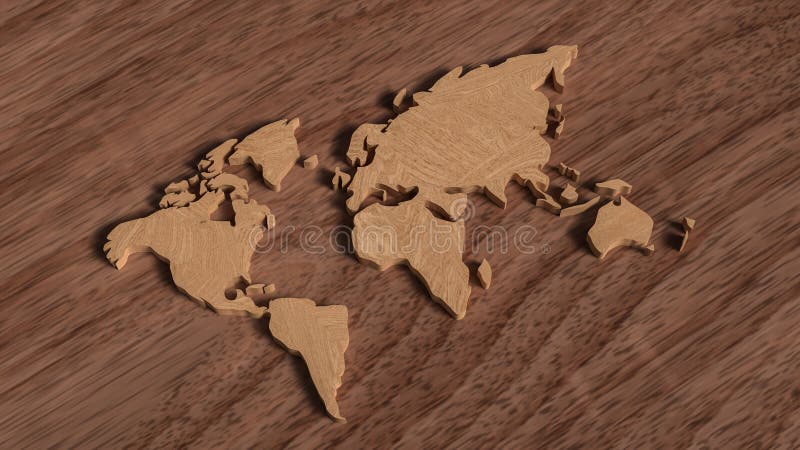 The Wood World Map for Business or Education Concept 3d Rendering Stock ...