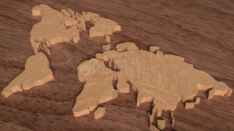 The Wood World Map for Business or Education Concept 3d Rendering Stock ...