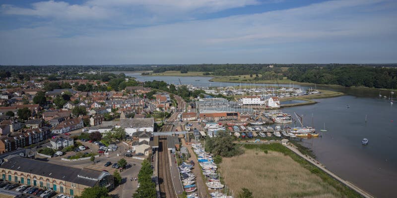 Woodbridge on the Deben River Aerial View Stock Image - Image of ...