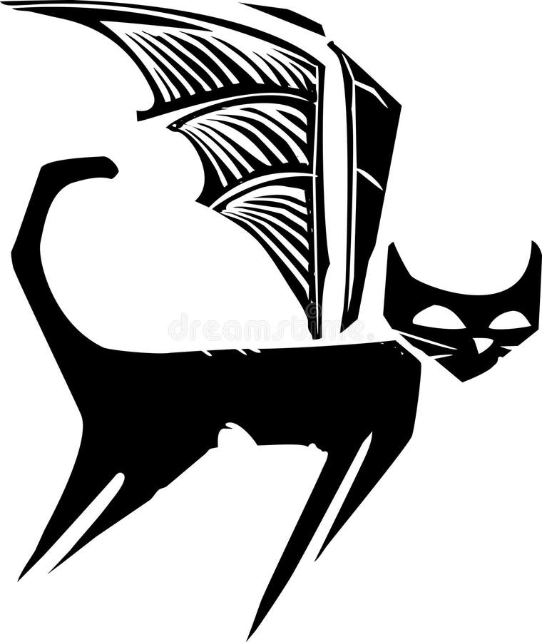 Woodcut Demon Cat stock vector. Illustration of graphic - 244195850