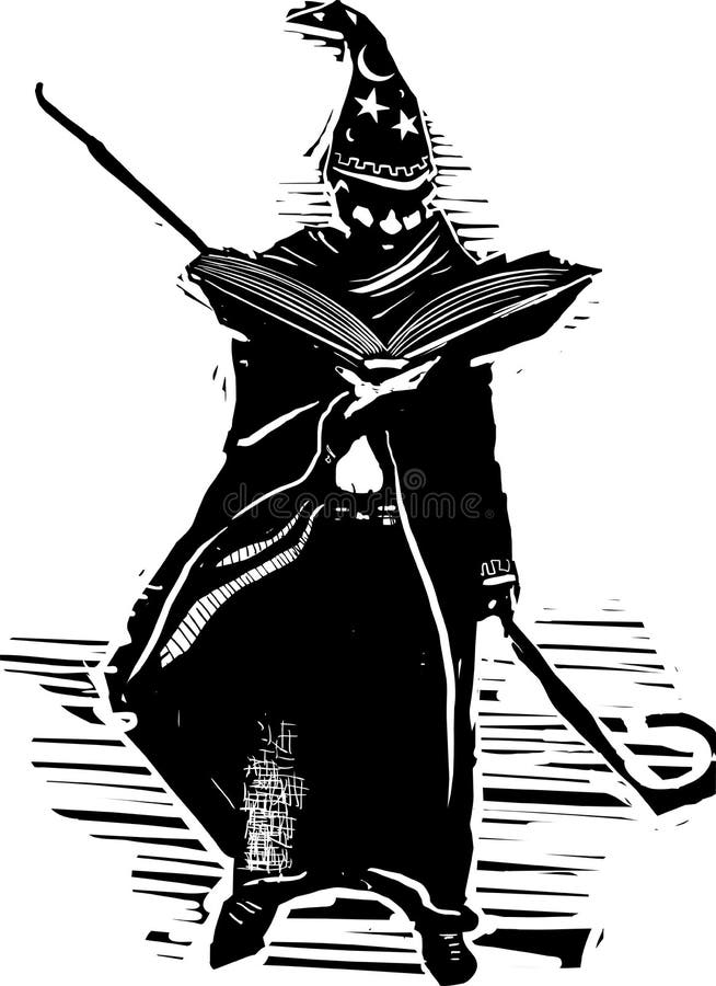 Wizard with spellbook stock vector. Illustration of expressionist ...