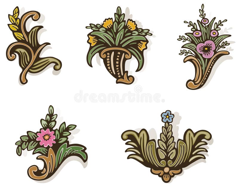 Woodcut Flowers Too stock vector. Illustration of isolated - 14144651