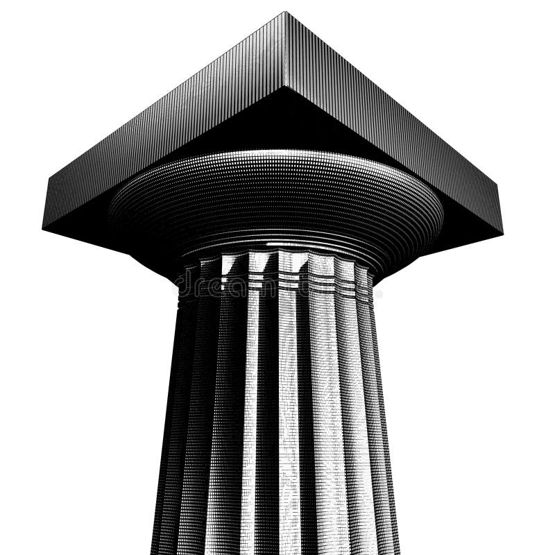 Woodcut Style Archaic Doric Column Stock Illustration - Illustration of ...