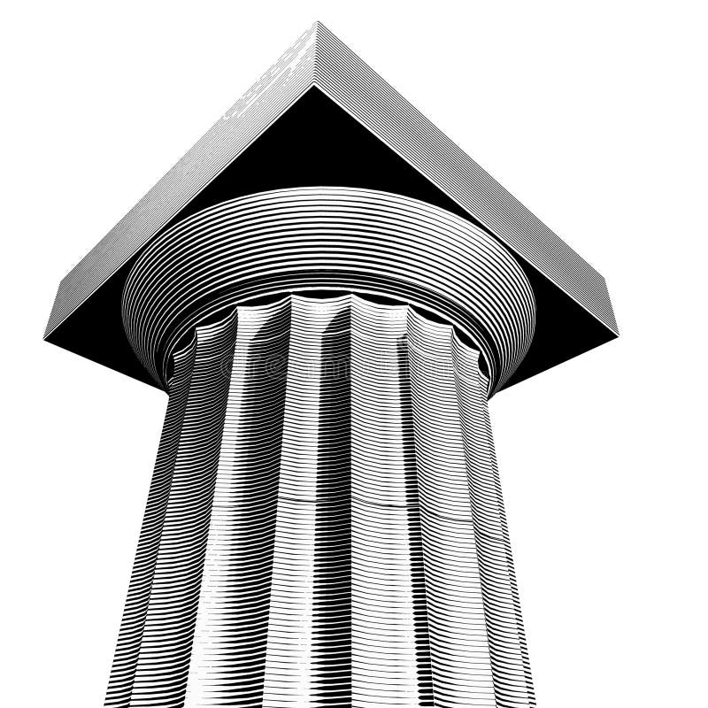 Woodcut Style Classic Greek Doric Parthenon Column Stock Illustration ...