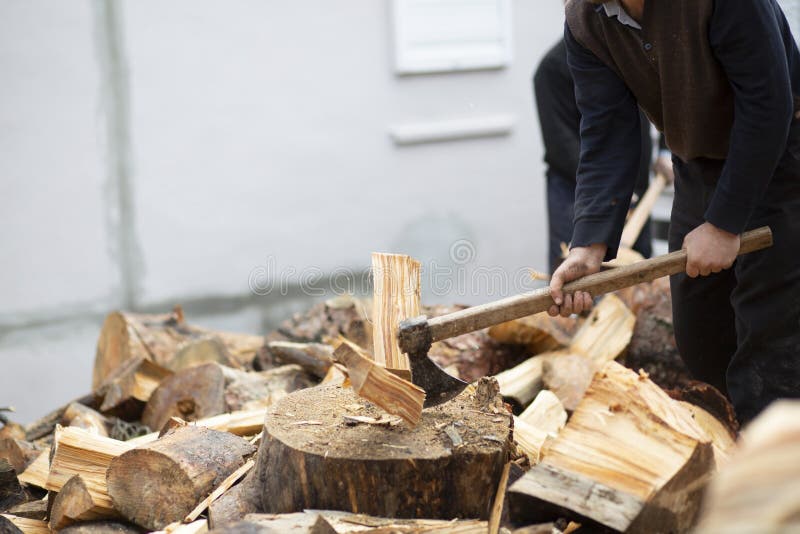 Woodcutters Who Break Wood with an Axe Stock Image - Image of hipster ...