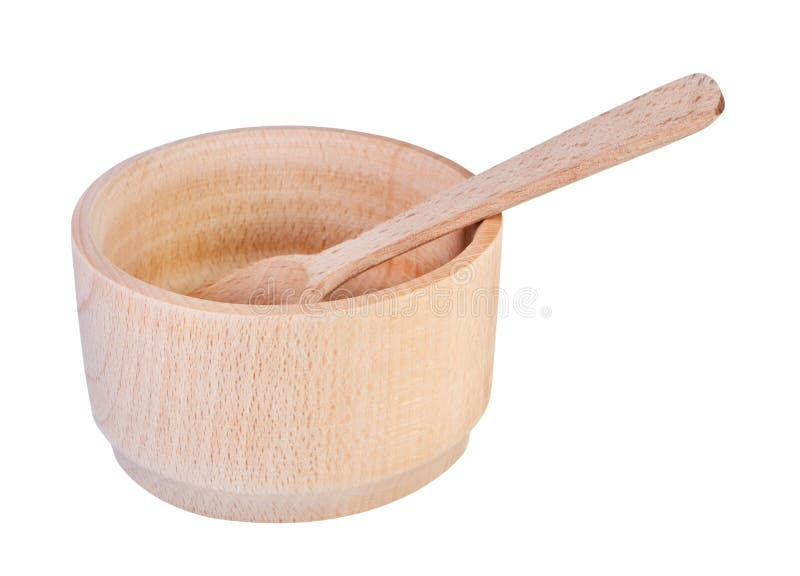 Woode dish with spoon. stock image. Image of isolated - 29095351