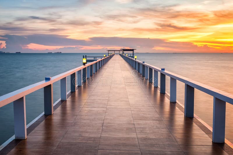 Wooded bridge in the port. stock photo. Image of port - 65887972