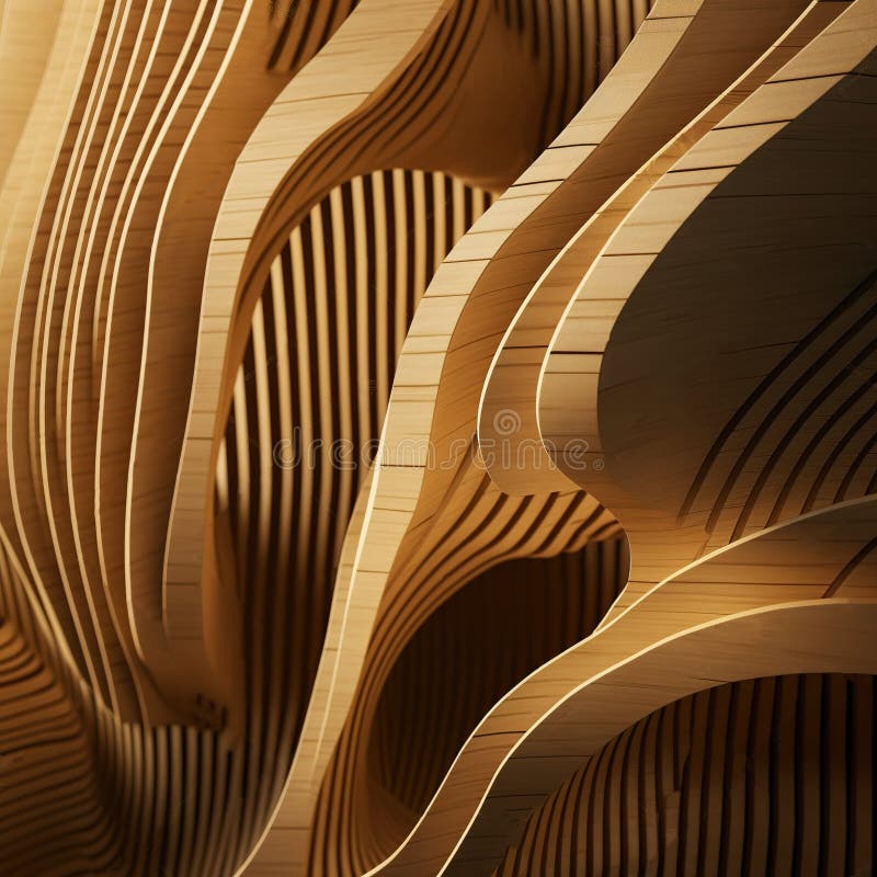 Wooden Abstract Architectural Forms. Futuristic Architecture Stock ...