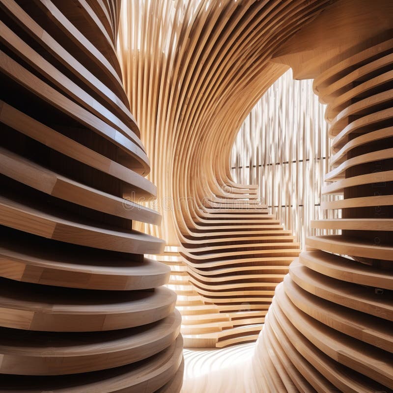 Wooden Abstract Architectural Forms. Futuristic Architecture Stock ...