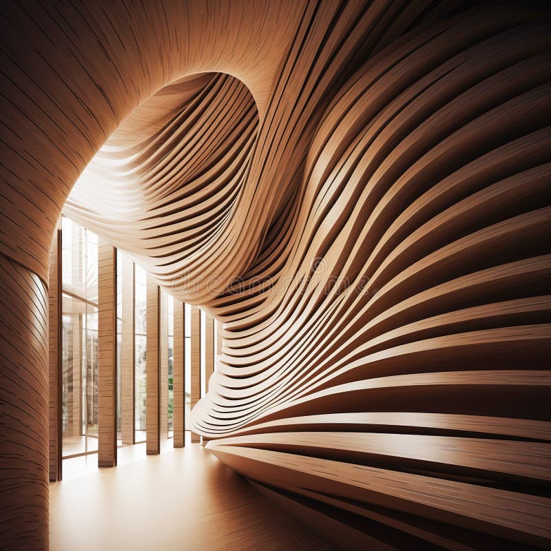 Wooden Abstract Architectural Forms. Futuristic Architecture Stock ...