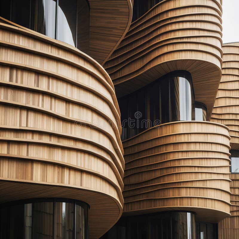 Wooden Abstract Architectural Forms. Futuristic Architecture Stock ...
