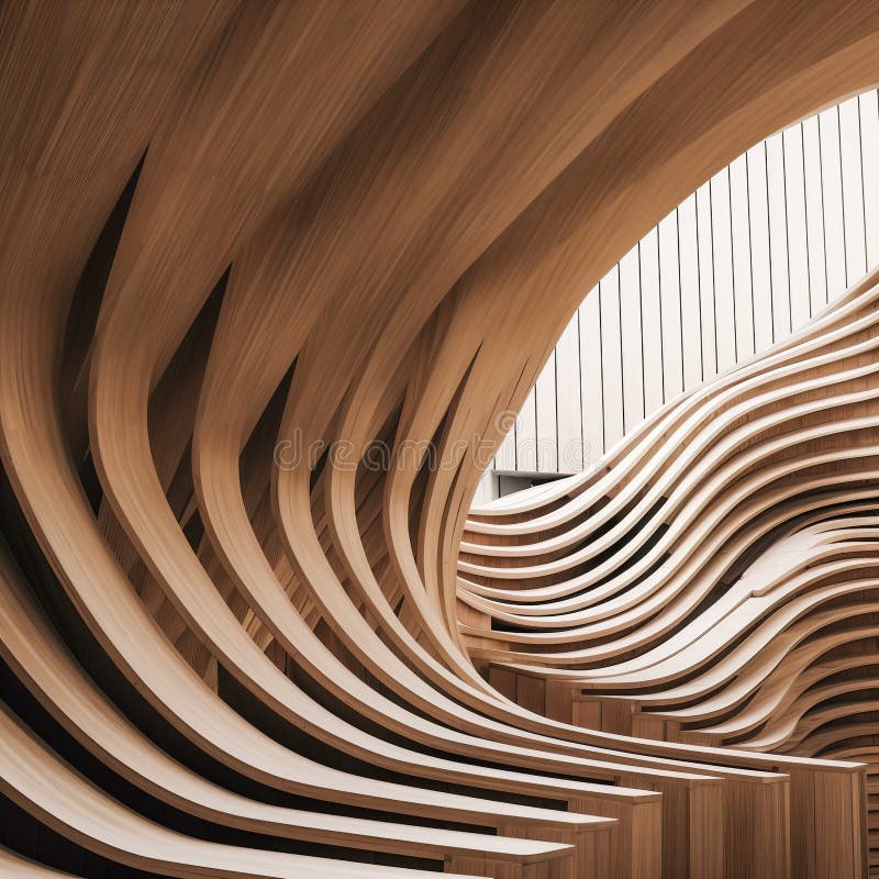 Wooden Abstract Architectural Forms. Futuristic Architecture Stock ...