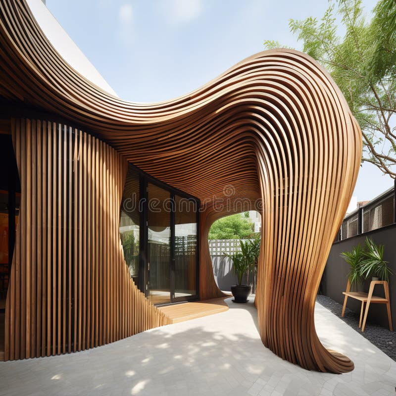 Wooden Abstract Architectural Forms. Futuristic Architecture Stock ...