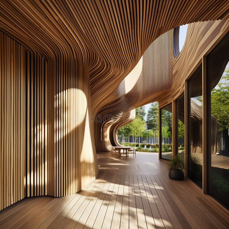 Wooden Abstract Architectural Forms. Futuristic Architecture Stock ...