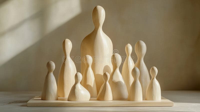 Wooden Abstract Figures Representing Family Unity. Stock Photo - Image ...