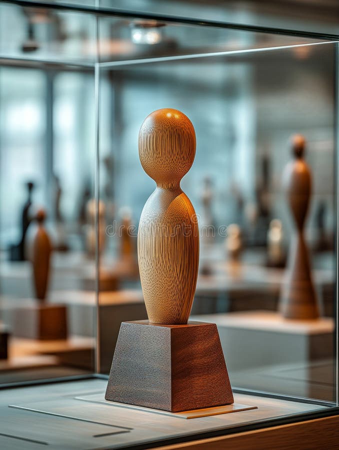 A Wooden Abstract Sculpture on Display in a Museum. Stock Photo - Image ...
