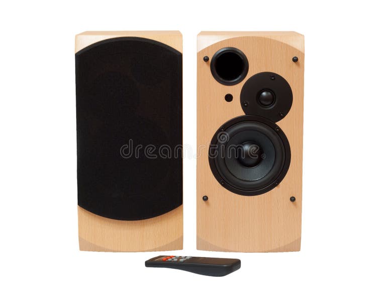 Wooden Acoustic System with Remote Stock Image - Image of volume, loud ...