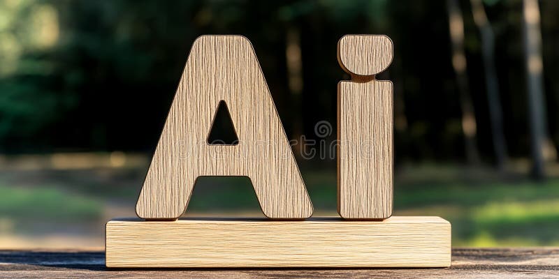 Wooden AI letters stock illustration. Illustration of forest - 355573732