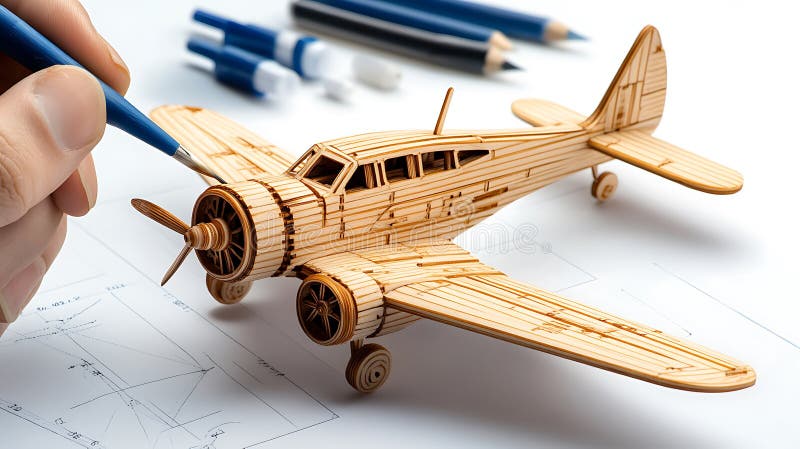 Wooden Airplane Model Creation Process Stock Illustration ...