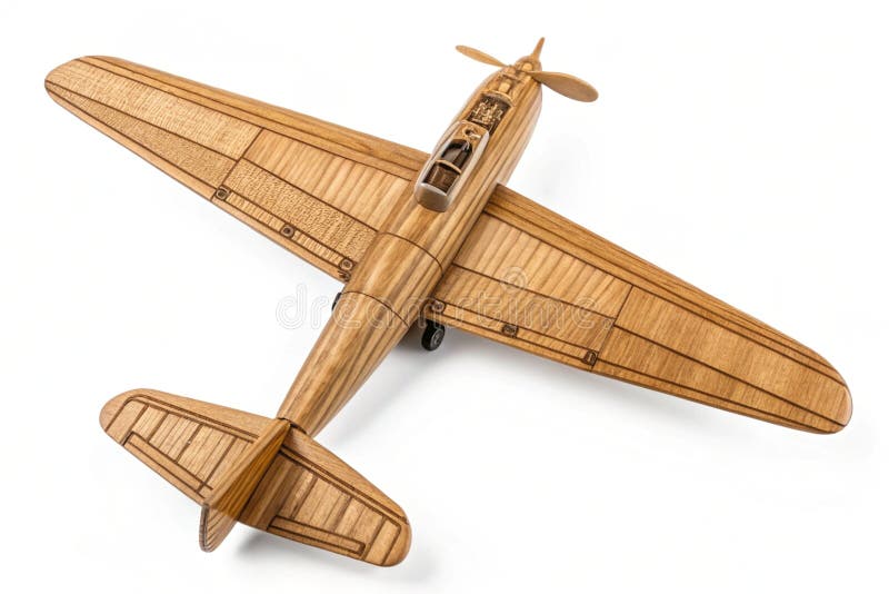 Wooden Airplane Model Top View Isolated on White Stock Illustration ...