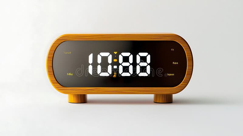 A Wooden Alarm Clock with the Time 10:88 on the Face Stock Illustration ...
