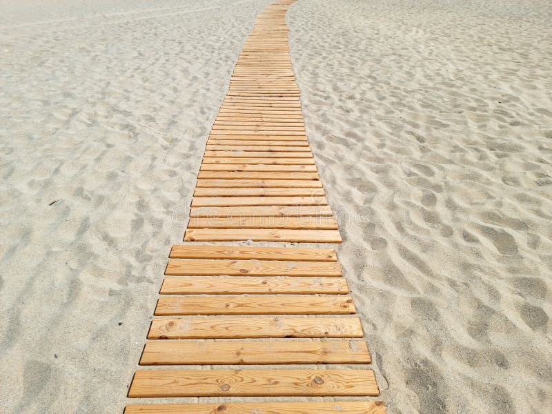 Wooden Alley, Walking Path on Sandy Beach Stock Image - Image of ...