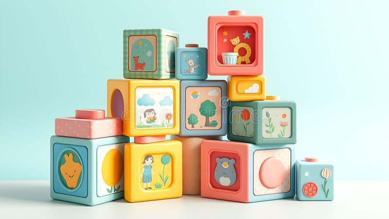Wooden Alphabet Blocks for Kids Stock Illustration - Illustration of ...