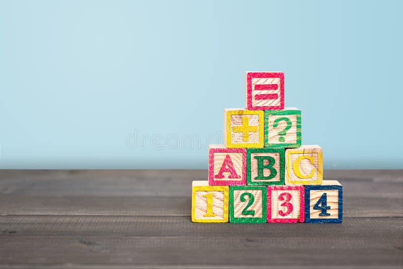 Wooden Alphabet Blocks on Wood Table Stock Photo - Image of copy, game ...