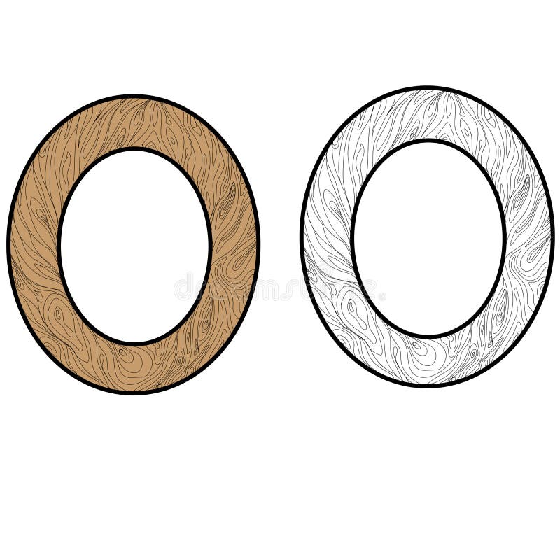 Wooden Alphabet Letter O Color and Black and White Stock Vector ...