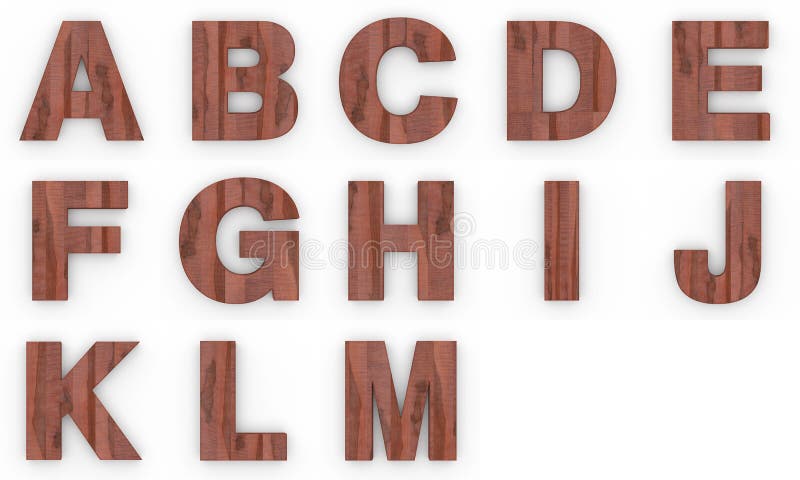 Wooden Alphabet Letters Isolated on White Background Stock Illustration ...