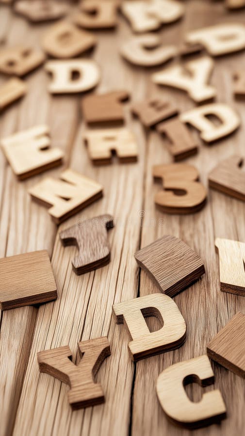 Wooden Alphabet Letters Randomly Spread on Rustic Wooden Surface ...