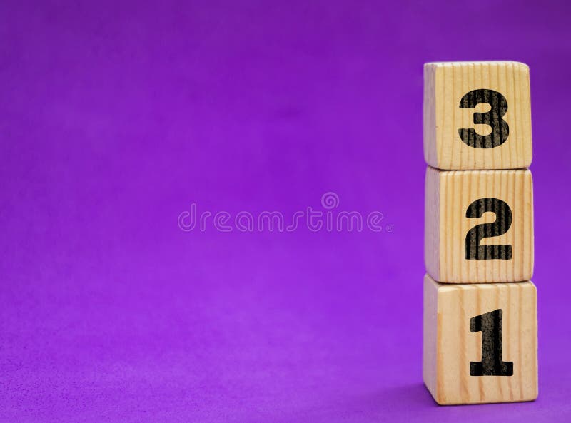 Wooden Alphabet Number Blocks 123 on Purple Background, Copy Space for ...