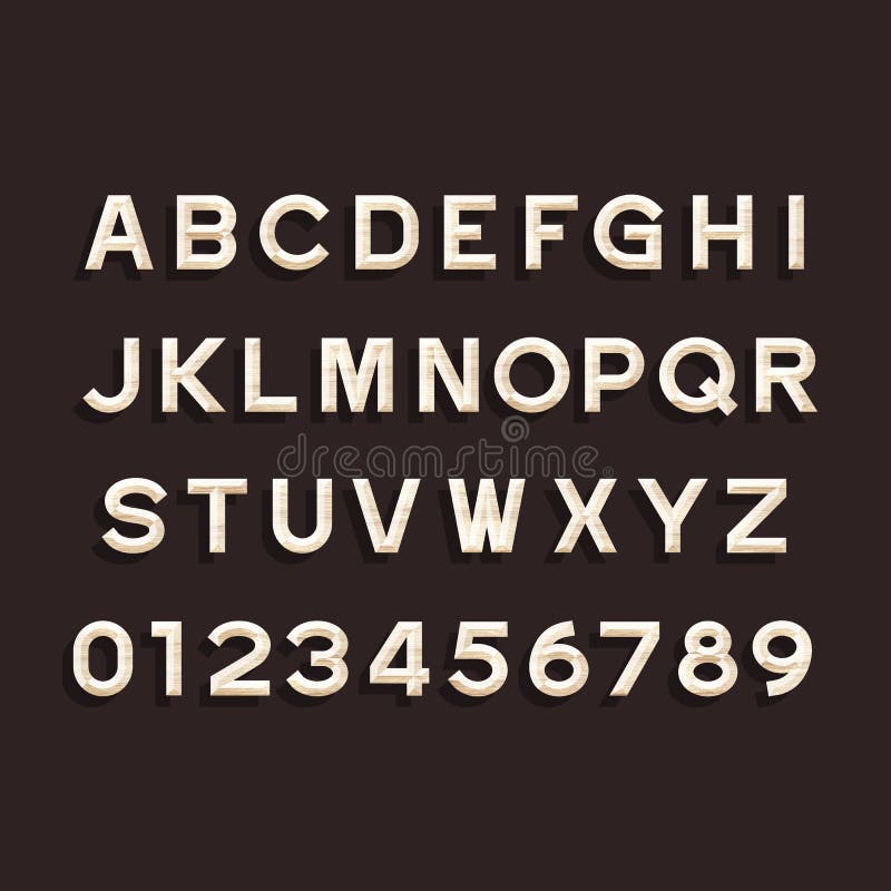 Wooden Alphabet Vector Font. Type Letters and Numbers. Stock Vector ... Wooden Alphabet Vector Font. Type Letters and Numbers. Stock Vector ...