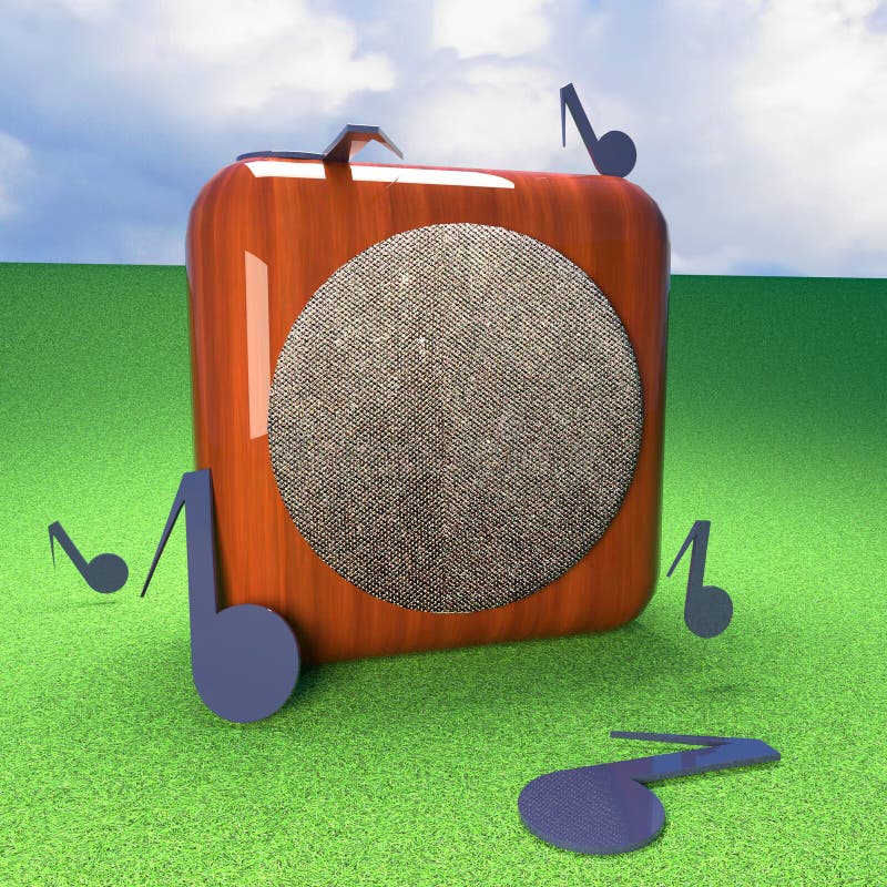 Wooden Amp with Music Notes Stock Illustration - Illustration of ...