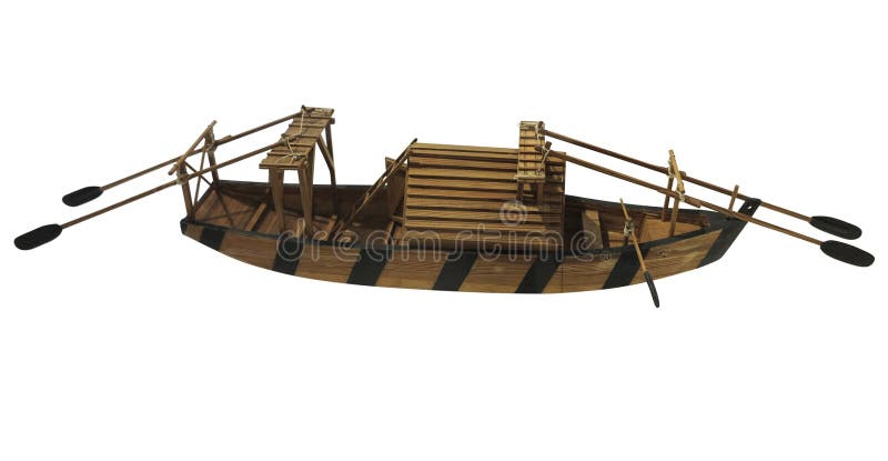 Wooden Ancient Old Small Ship Model Isolated on White Background Stock ...