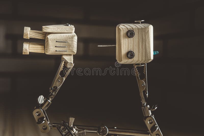Wooden android robot stock image. Image of learning - 195470133