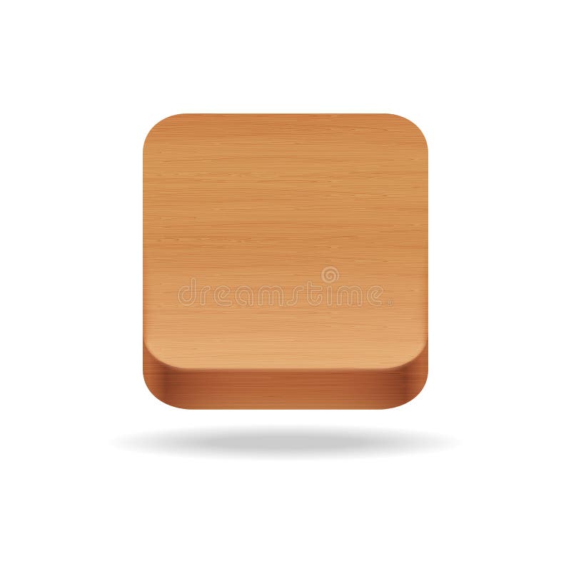 Wooden App Icon on the White Background Stock Illustration ...