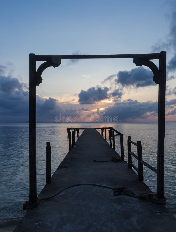 Wooden Arch on an Abandoned Pier Stock Image - Image of marine, cloud ...