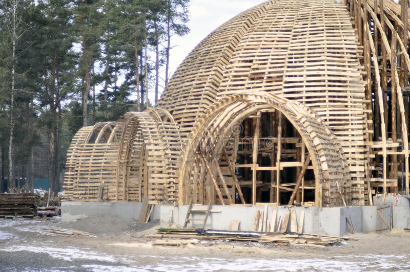 Wooden Arched Building in the Form of a Dome. Stock Photo - Image of ...