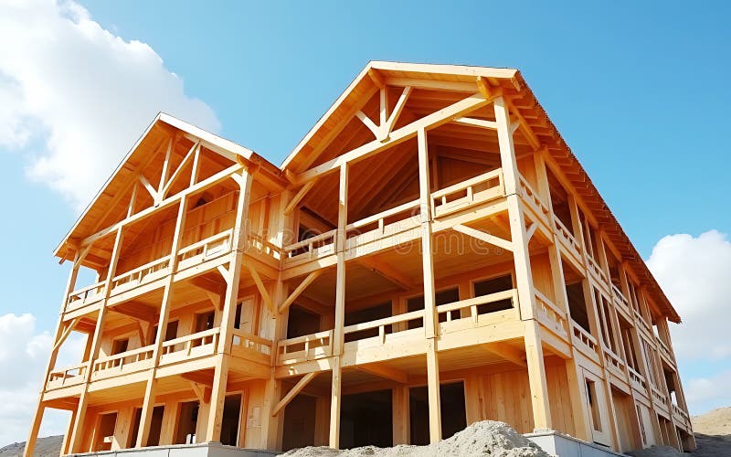 Wooden Architectural Structure, Massive Timber Frame Building, Cross ...