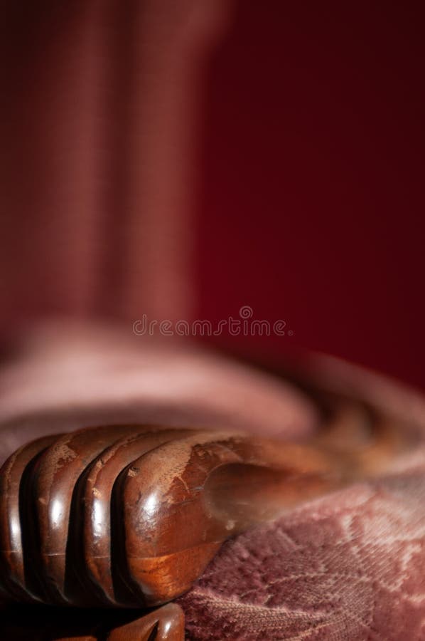 Wooden Arm Rest of Red Arm Chair Stock Photo - Image of comfort, house ...