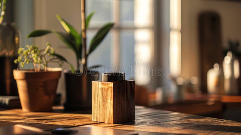 Wooden Aroma Diffuser in Cozy Home Setting Stock Image - Image of calm ...